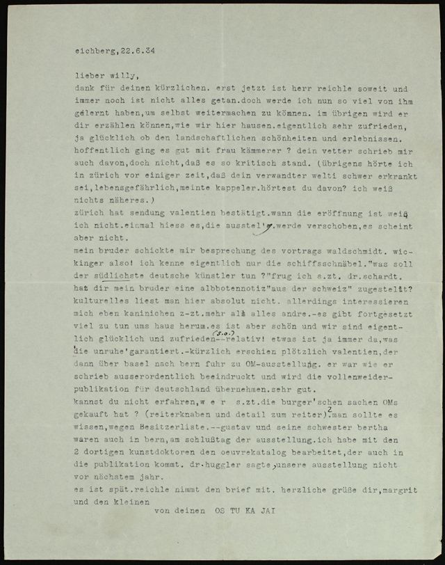 lieber willy, dank für deinen kürzlichen... | Staatsgalerie