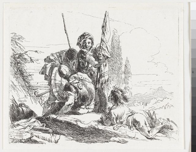 Drei Soldaten und ein Liegender Knabe (Varj Capriccj) | Staatsgalerie