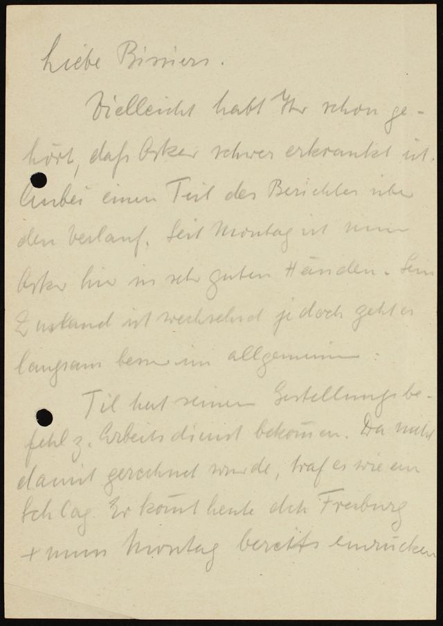Lieber Oskar vielen Dank für Deinen Brief... | Staatsgalerie
