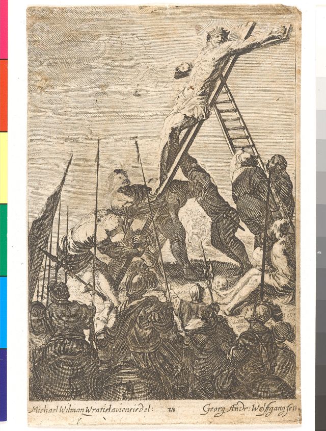 Die Kreuzaufrichtung ("Grüssauer Passionsbuch", 28) | Staatsgalerie