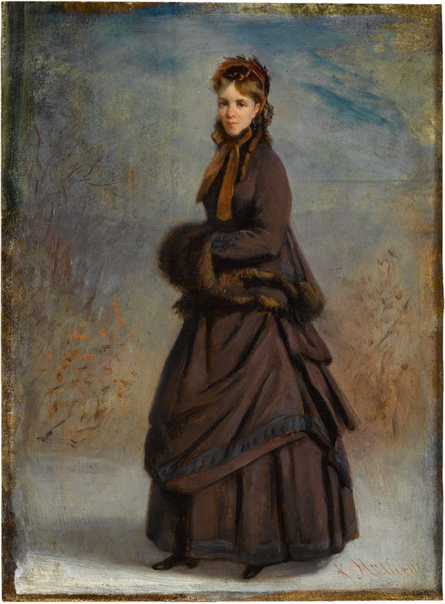 Emma Müller, geb. Stumm, des Künstlers Gattin. Kostümstudie in ganzer ...
